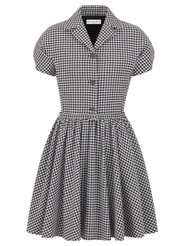 DIOR Dior Short Flared Dress with Checked Pattern